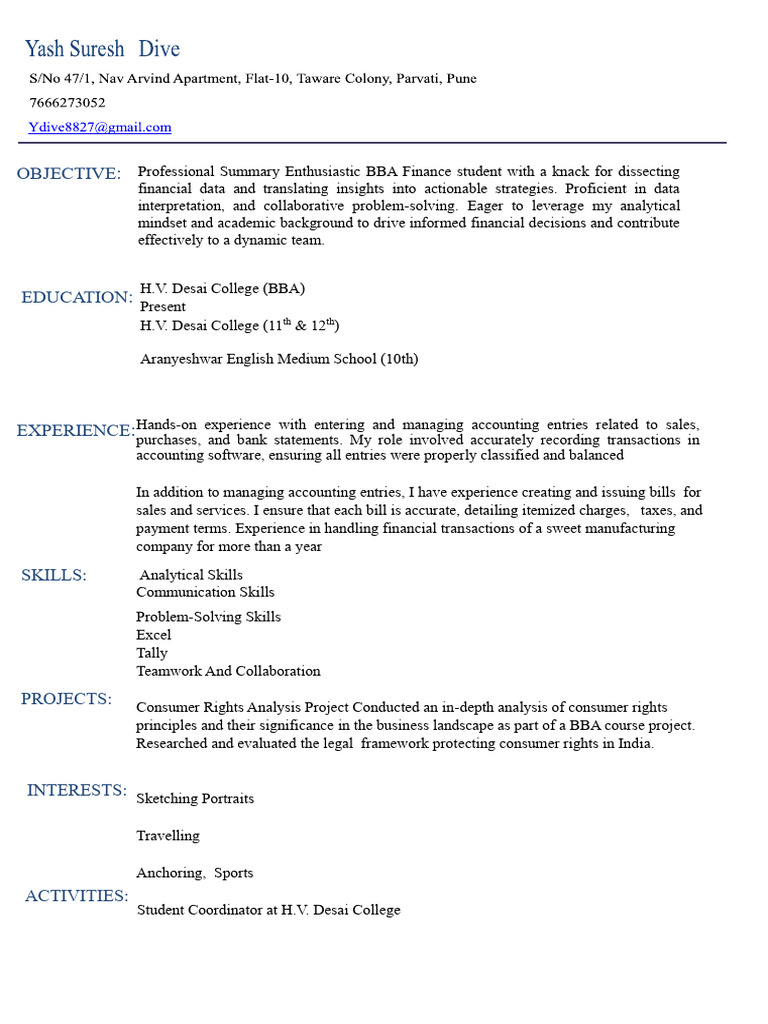 Yash D Resume | PDF