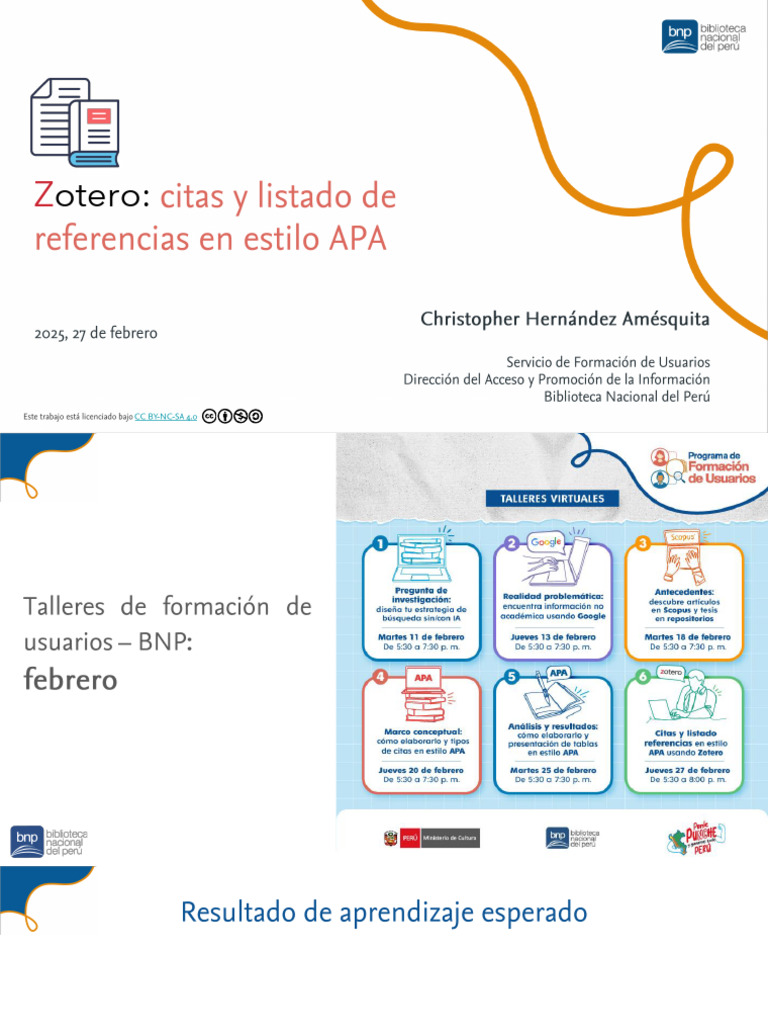 Taller 06 - Citas y Listado de Referencias en Estilo APA Usando Zotero | PDF