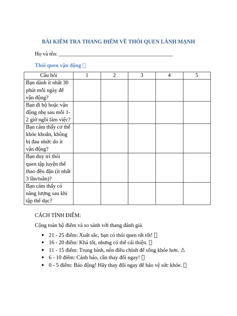 Thói Quen Vận Động | PDF