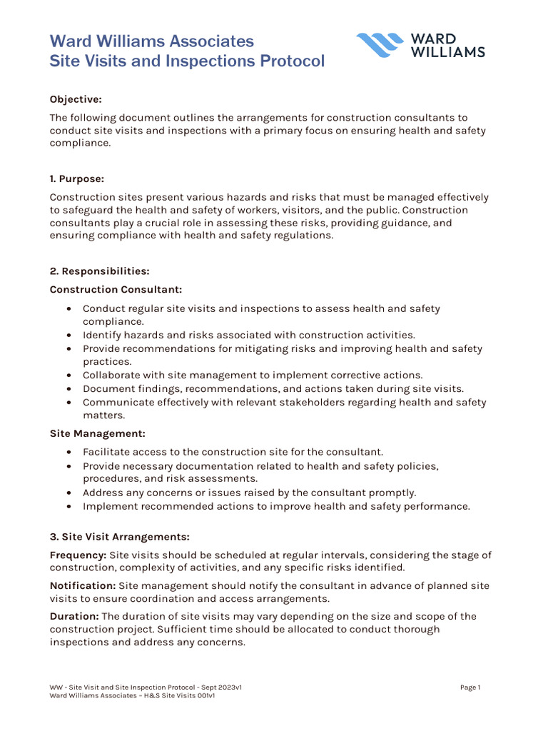 Site Inspection Protocol for Safety | PDF | Occupational Safety And ...