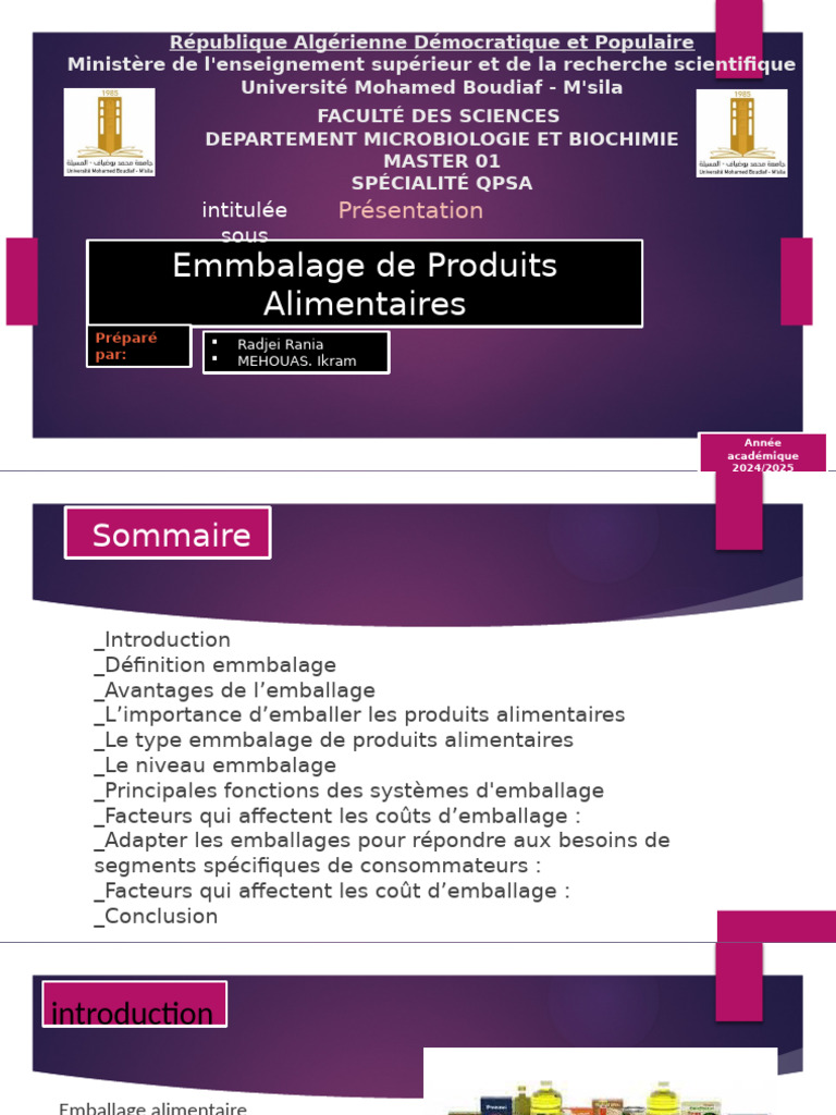 تقديم | PDF | Nourritures | Chimie