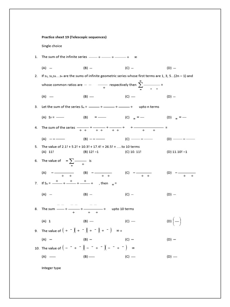 Telescopic Series Practice Problems | PDF | Numbers | Mathematical Concepts