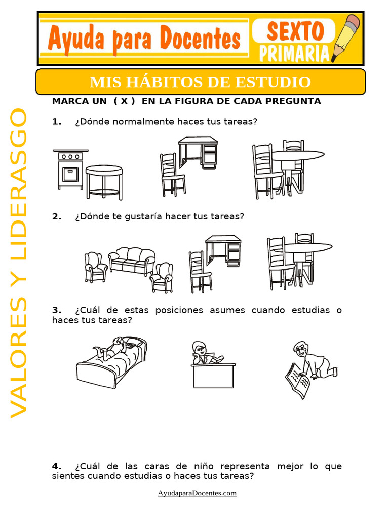 Como Son Los Habitos de Estudio para Sexto de Primaria | PDF