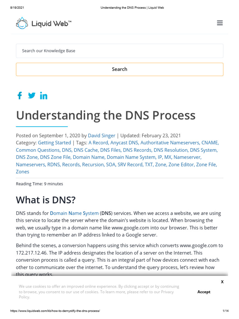 Understanding The DNS Process - Liquid Web | PDF | Domain Name System ...
