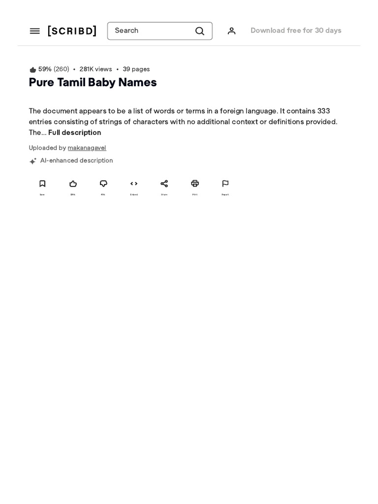 Pure Tamil Baby Names - PDF | PDF