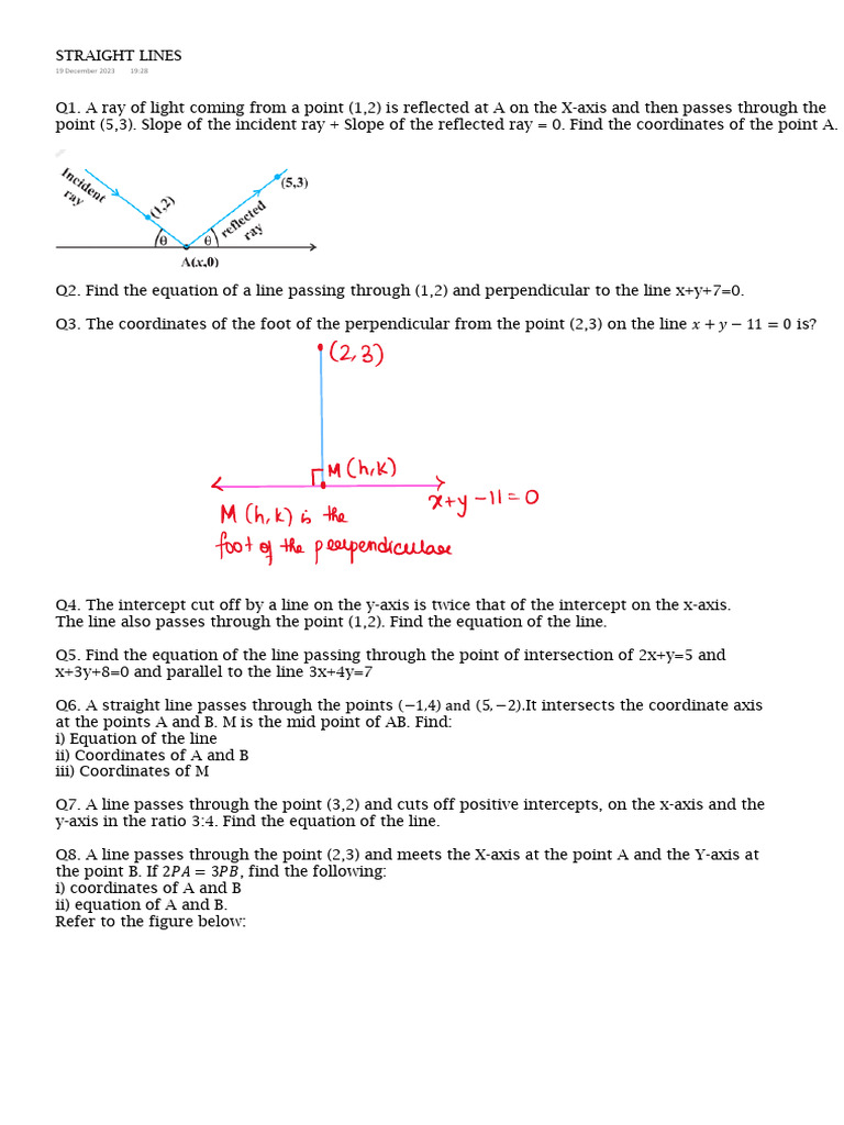 Straight Lines Assignment | PDF