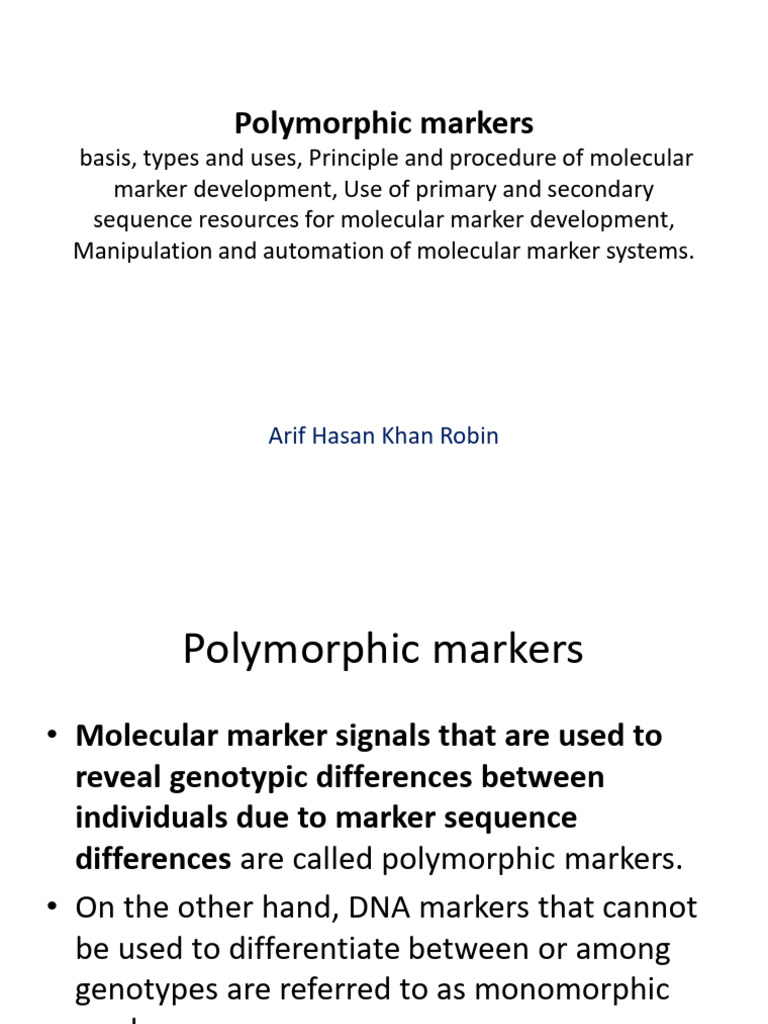 Lecture 6 - Polymorphic Markers | PDF | Single Nucleotide Polymorphism ...