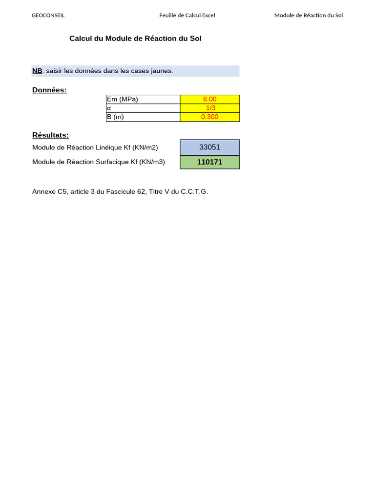 Calcul du Module de Réaction du Sol | PDF
