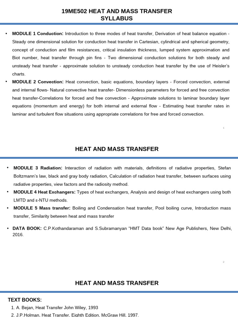 HMT Syllabus | PDF | Heat Transfer | Thermal Conduction