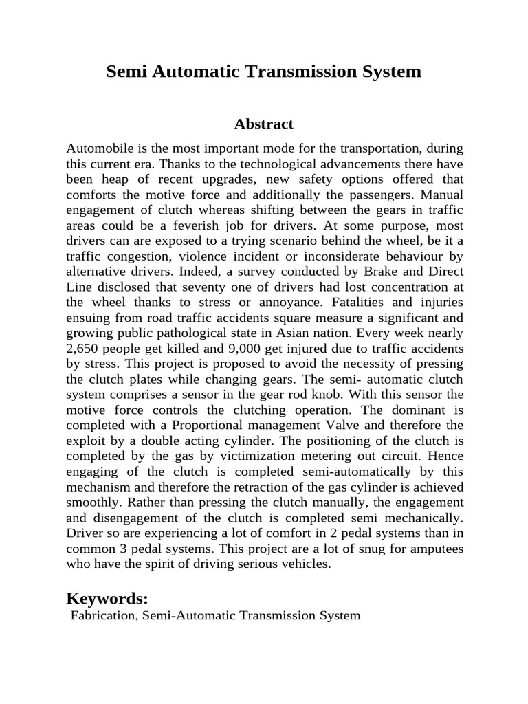 Semi Automatic Transmission System | PDF | Relay | Rectifier
