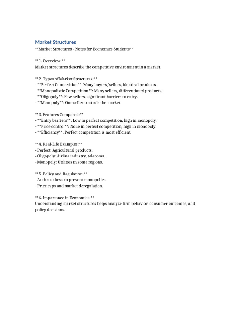 Understanding Market Structures in Economics | PDF
