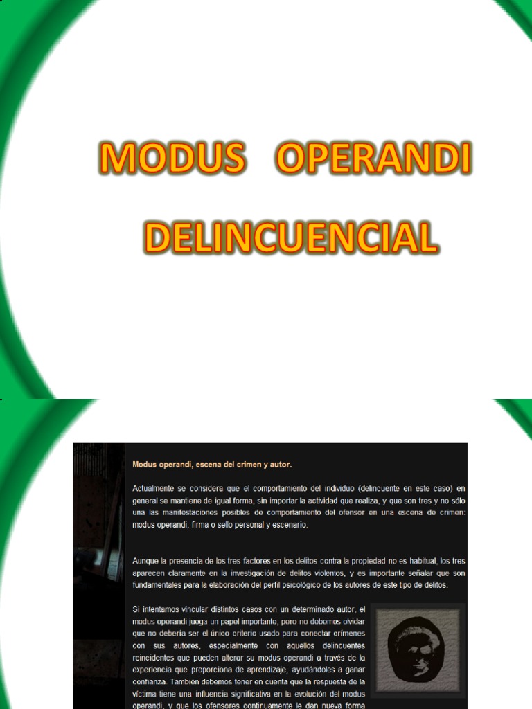 Modus Operandi Delincuencial General | PDF | Robo | Castigos