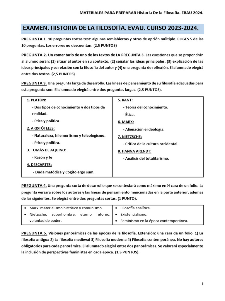 Evau Historia Filosofia 2324 Todo El Material | PDF | Platón | Aristóteles