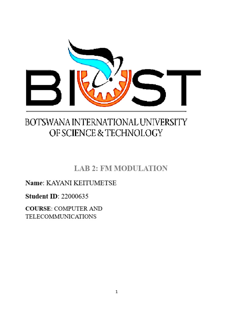 Kayani - Keitumetse - LAB 2 | PDF | Frequency Modulation | Modulation
