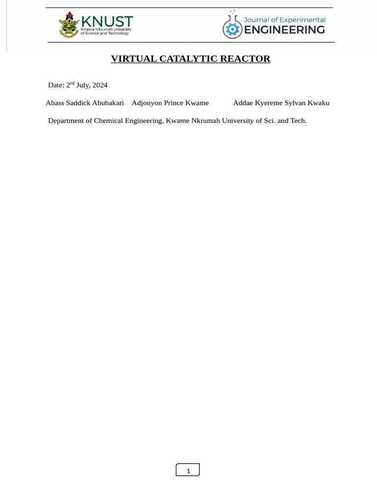 Virtual Catalytic Reactor Simulation | PDF | Chemical Kinetics ...