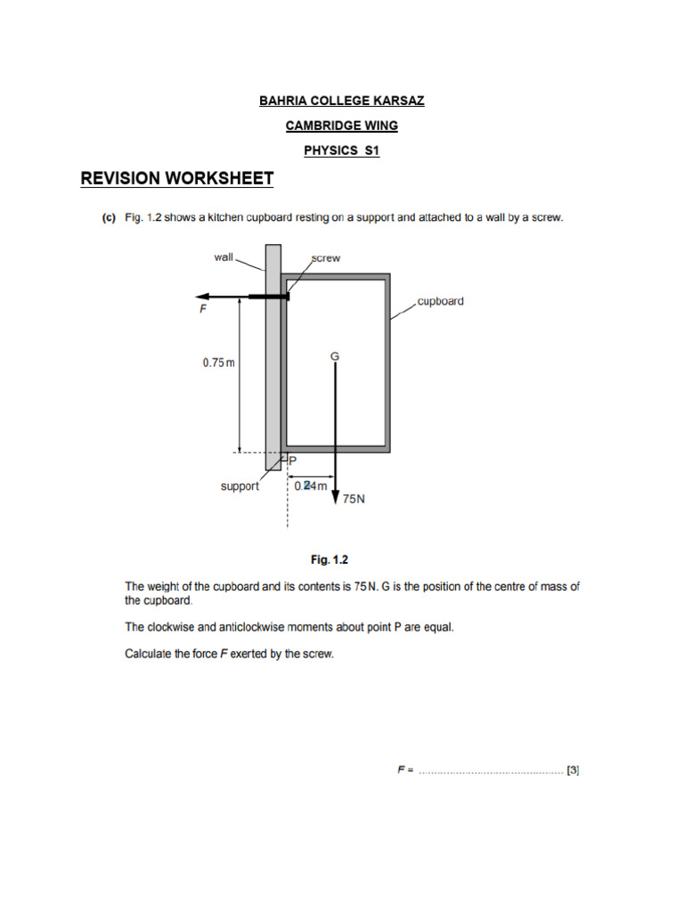 Physics Revision Worksheet S1 | PDF
