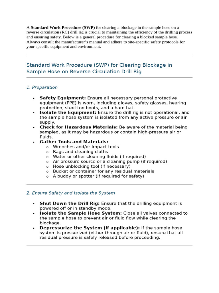 SWP For RC Blocked Sample Hose | PDF | Personal Protective Equipment | Leak