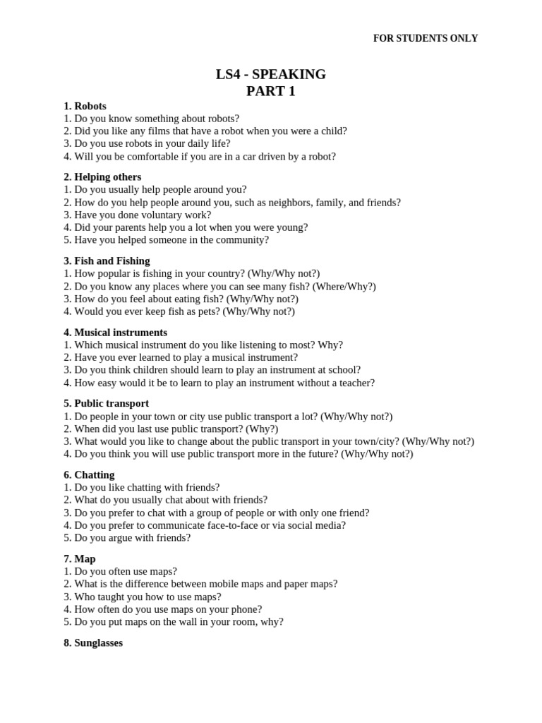 Speaking Topics for Students: LS4 Guide | PDF | News | Human Communication