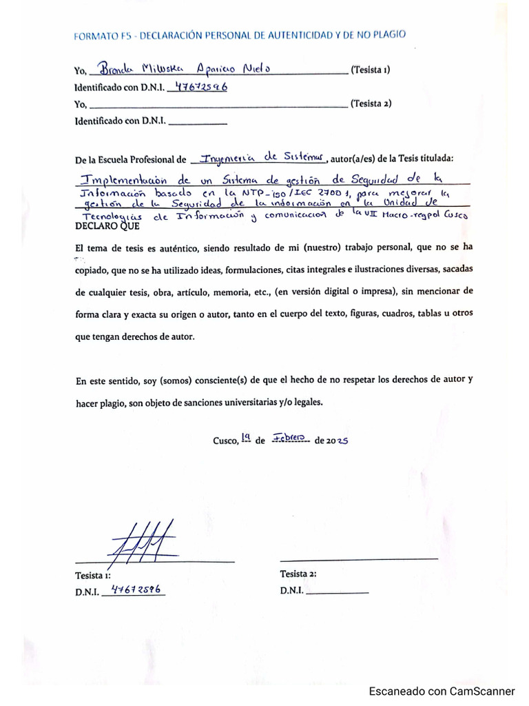 Formato 5 Declaración Personal Brenda Aparicio Nieto | PDF