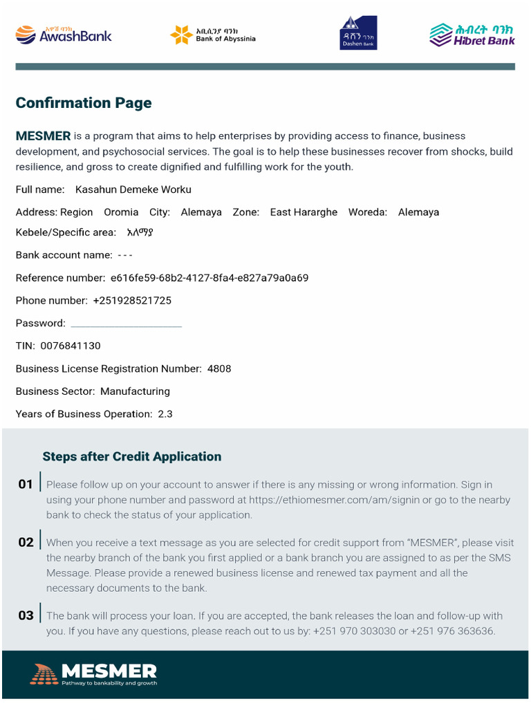 Mesmer Credit Application | PDF