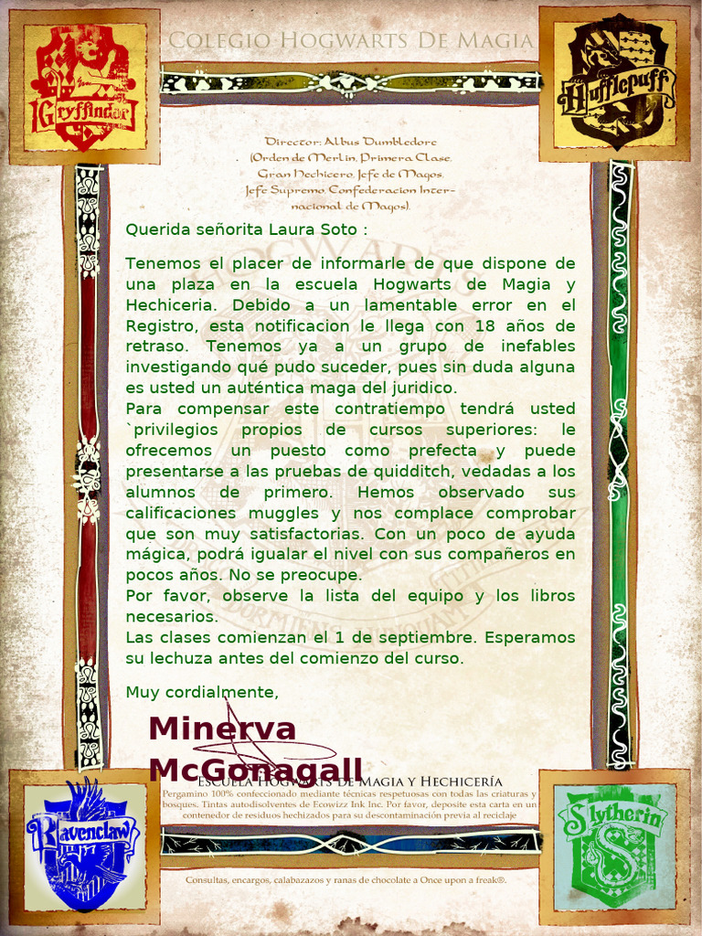 Carta Hogwarts | PDF