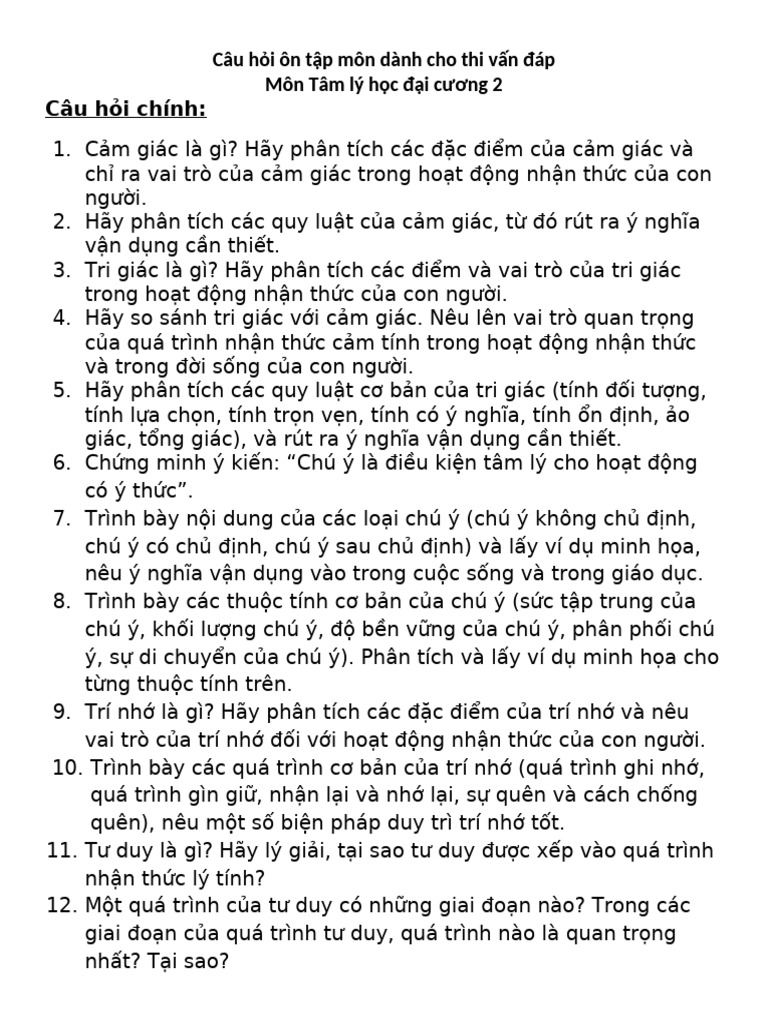 TLH ĐẠI CƯƠNG 2 Vấn đáp | PDF