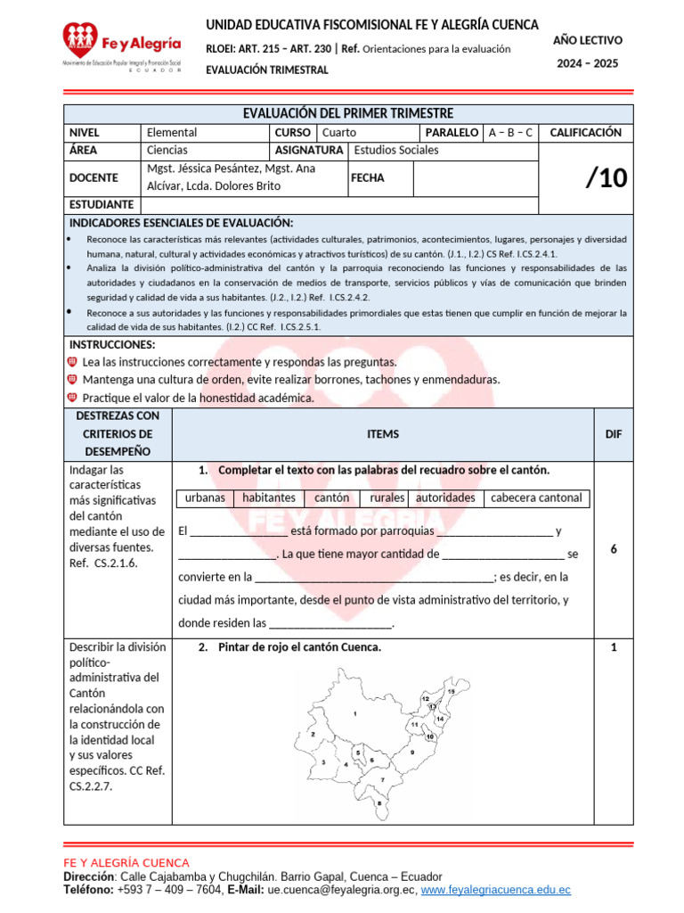 Evaluación 1er Trimestre de Eess | PDF
