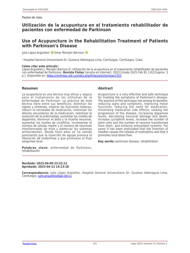 RF Articulo 1255 | PDF | Enfermedad de Parkinson | Dopamina