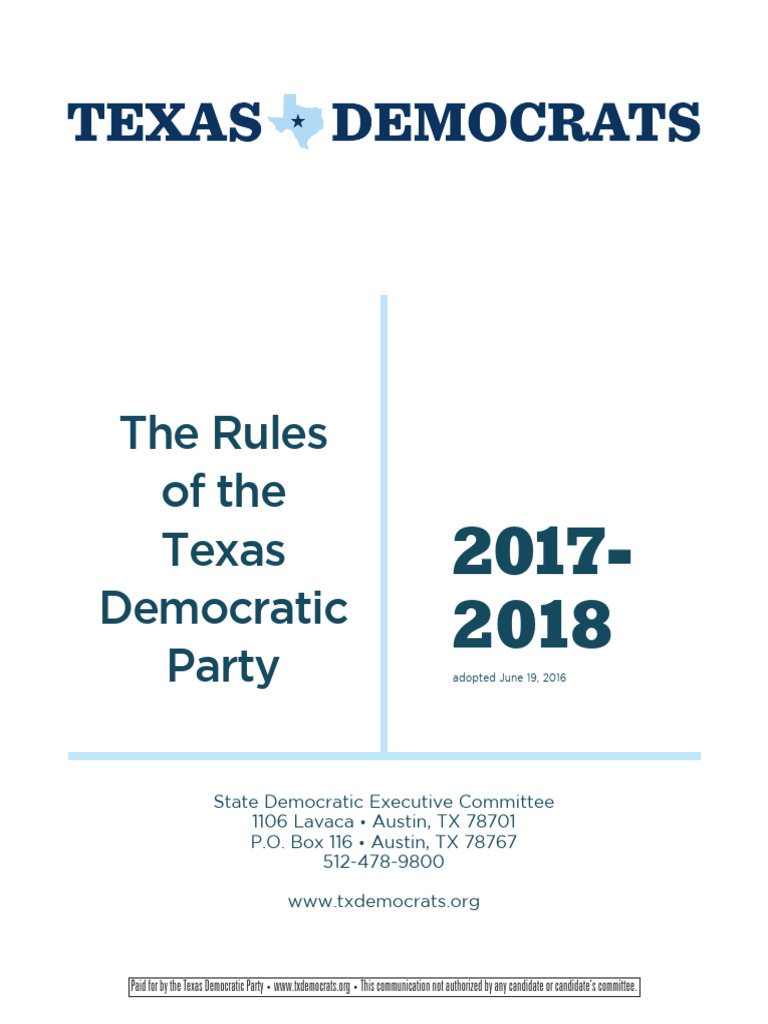 The Rules of The Texas Democratic Party 2017-2018 | PDF | Committee ...