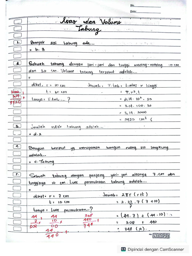 Luas Dan Volume Tabung_Kartika | PDF