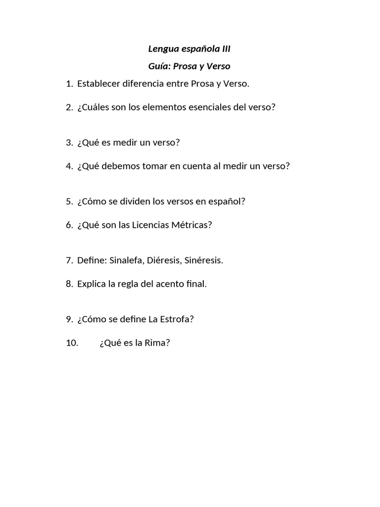 Prosa vs. Verso: Guía Completa | PDF