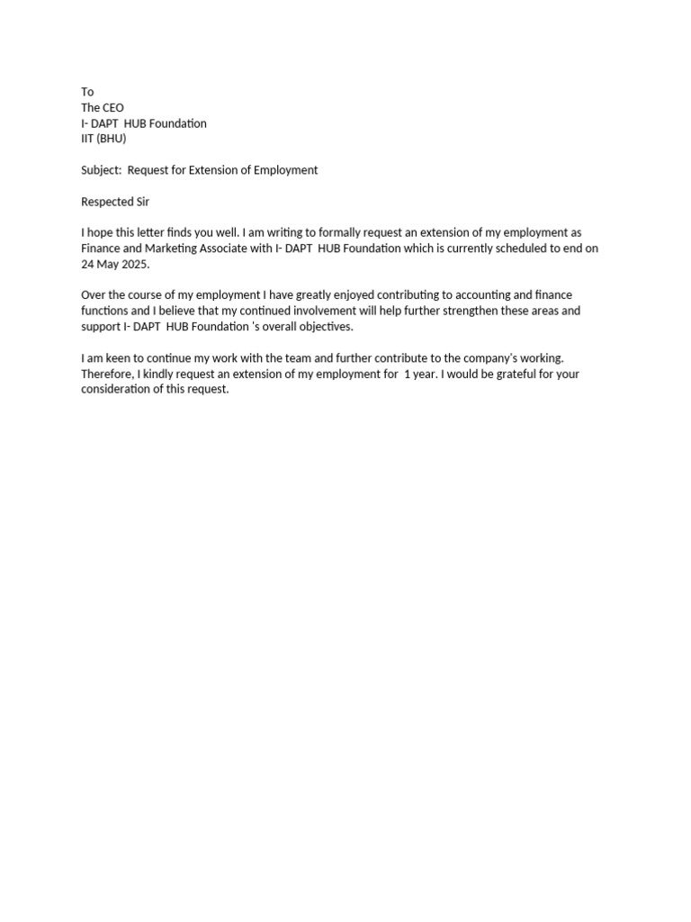 Employment Extension Request Letter | PDF