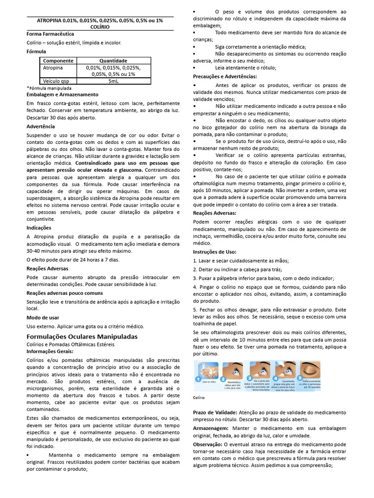 Atropina Colirio | PDF | Glaucoma