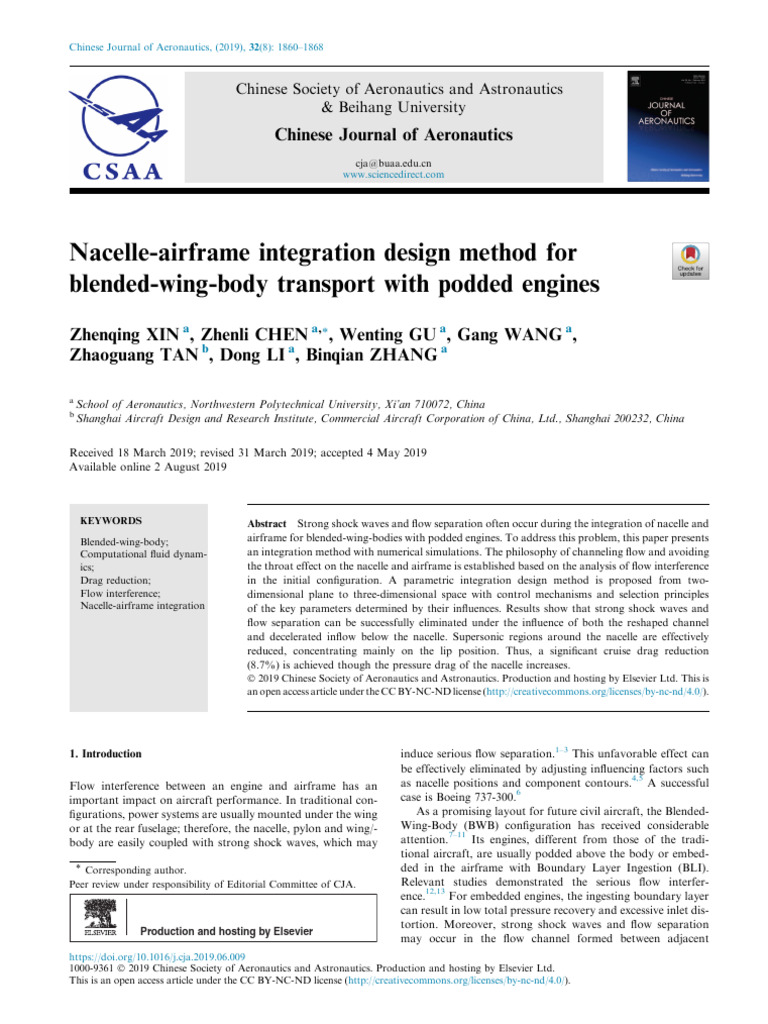 Nacelle-Airframe Integration Design Method For Ble | PDF | Fluid ...
