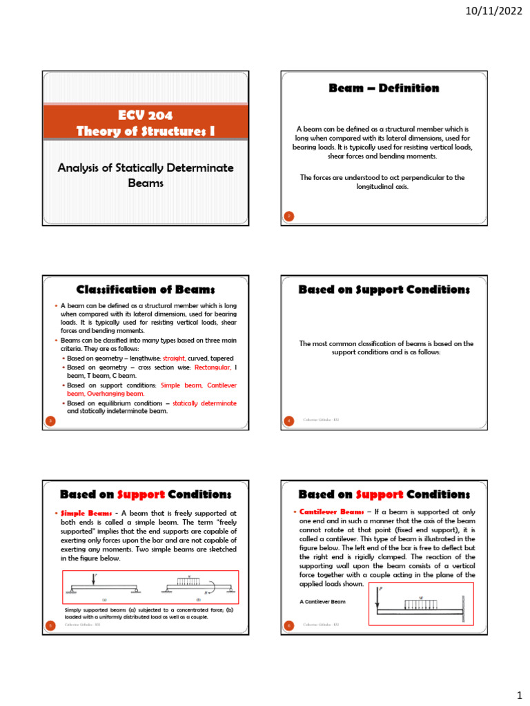 Statically Determinate Beam Analysis | PDF | Bending | Beam (Structure)