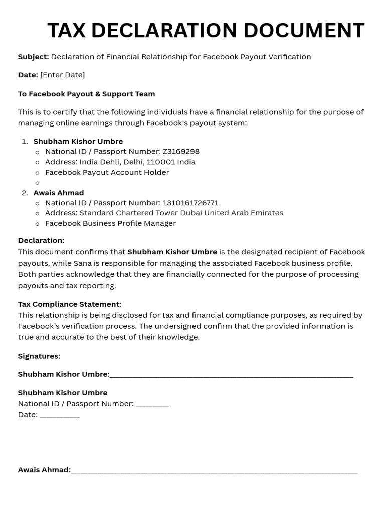 Tax Declaration Document | PDF