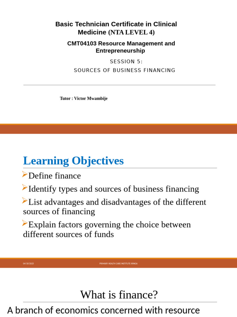 Business Financing Sources Explained | PDF | Sole Proprietorship | Stocks