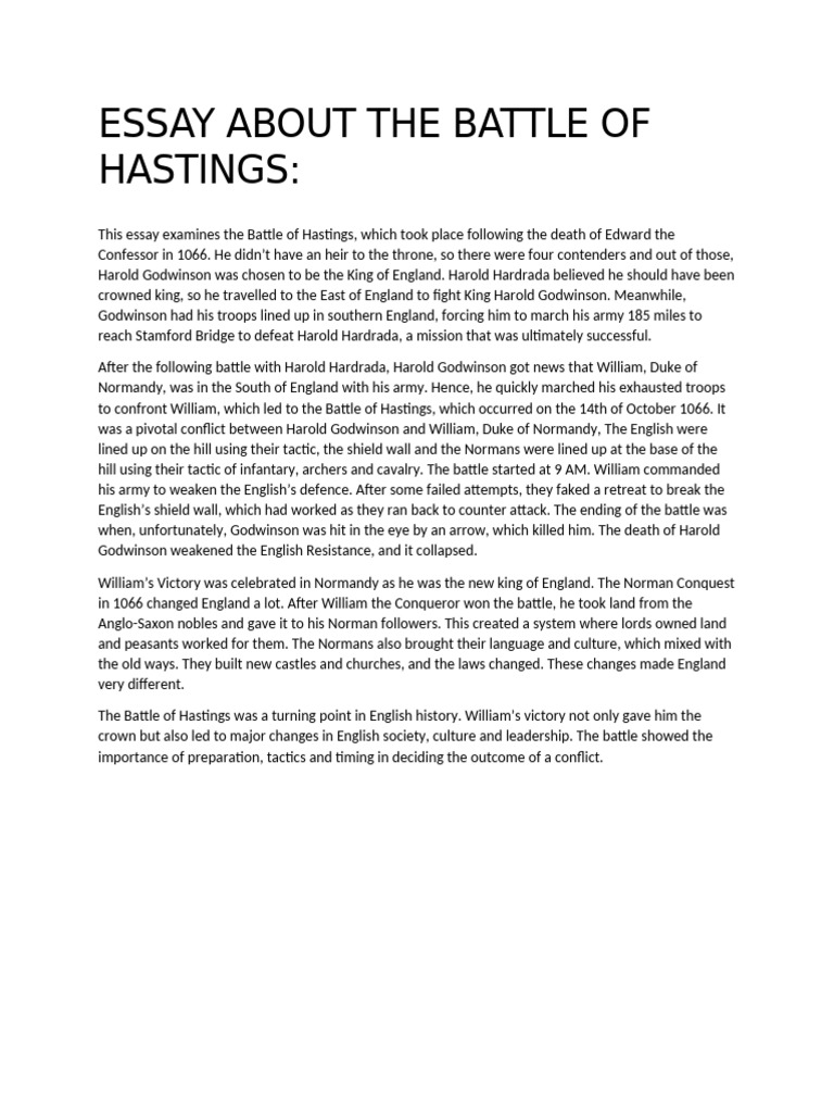 William's Victory at Hastings Explained | PDF
