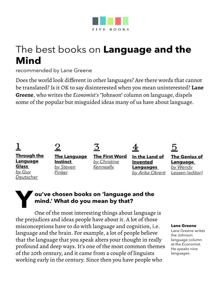 Top Books on Language and Cognition | PDF | Grammatical Gender | Human ...