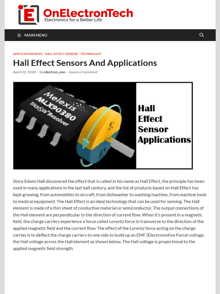 Hall Effect Sensors and Applications - OnElectronTech | PDF | Electric Motor | Blood Pressure