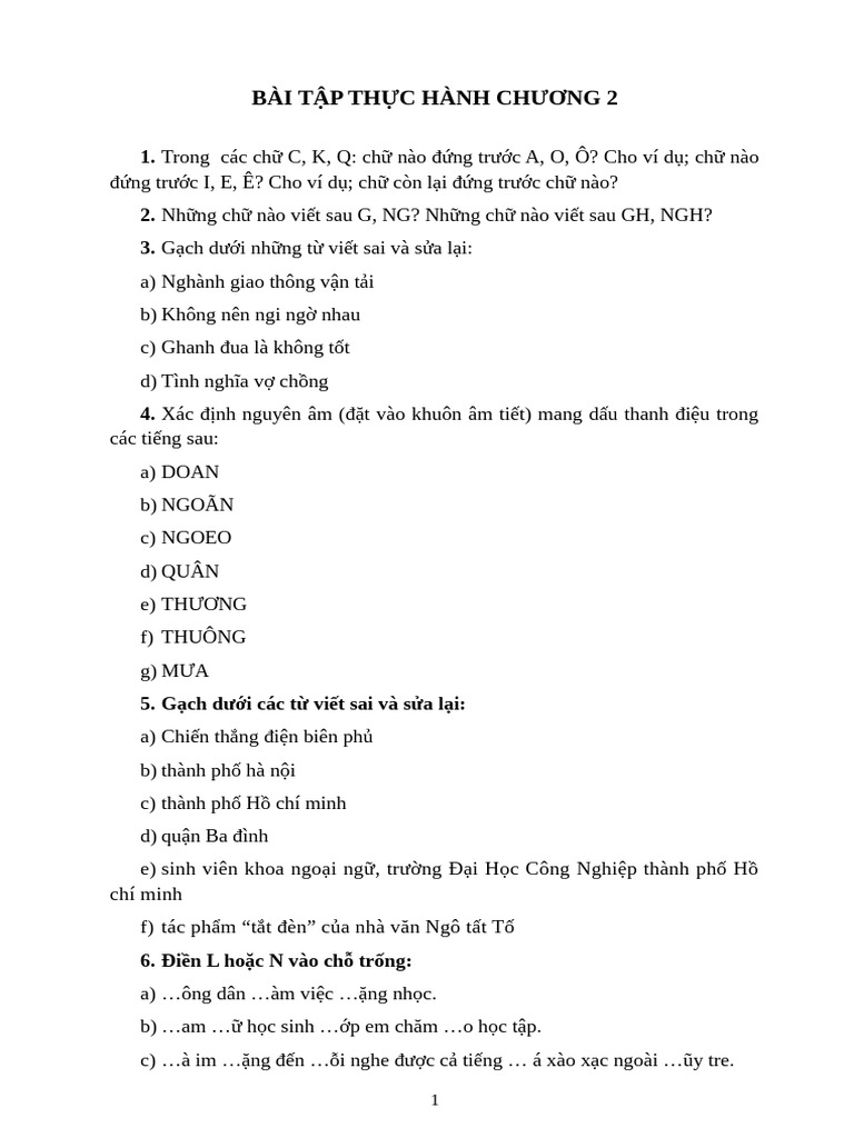 Bai Tap Thuc Hanh Chuong 2 | PDF