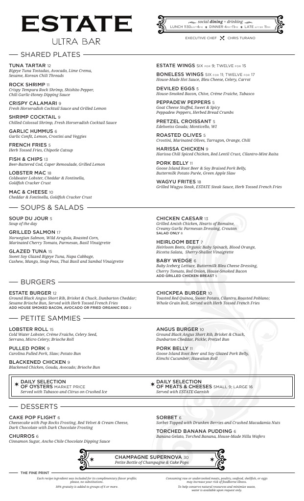 Estate Dining Menu | PDF | Salad | Food And Drink Preparation