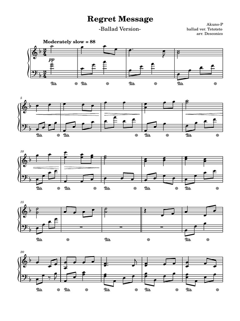 Regret Message - Ballad Version - 2.0 | PDF