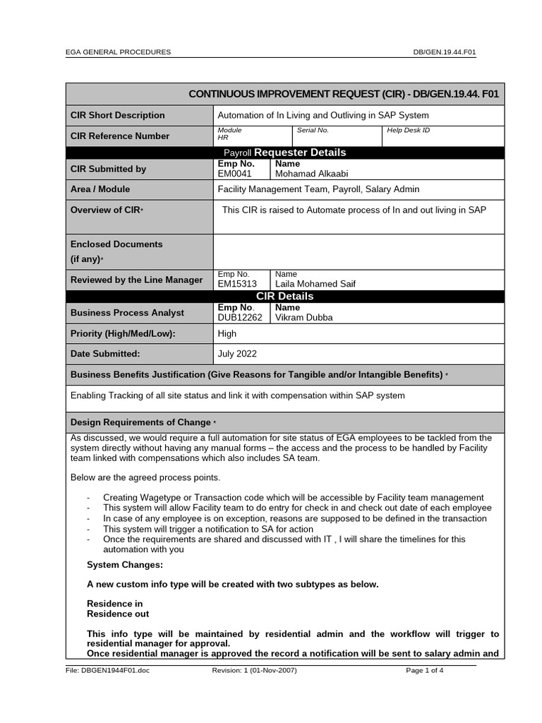 CIR - Automation of in and Out Living | PDF | Computing | Business
