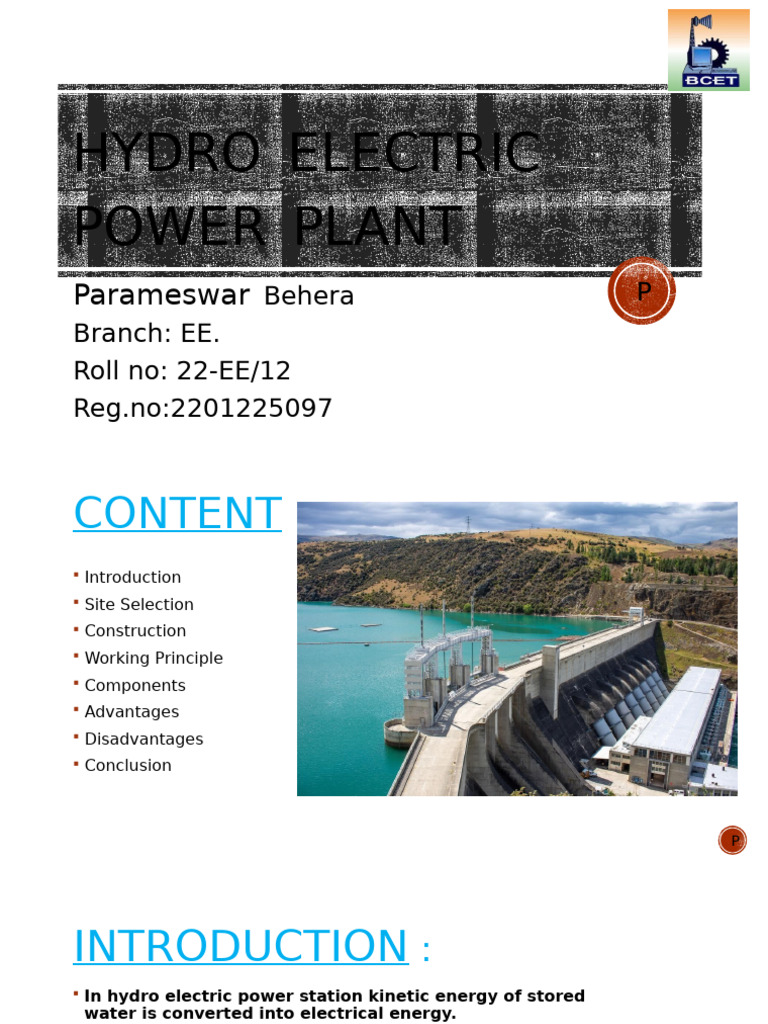 Hydroelectric Power Plant Overview | PDF | Hydroelectricity | Power Station