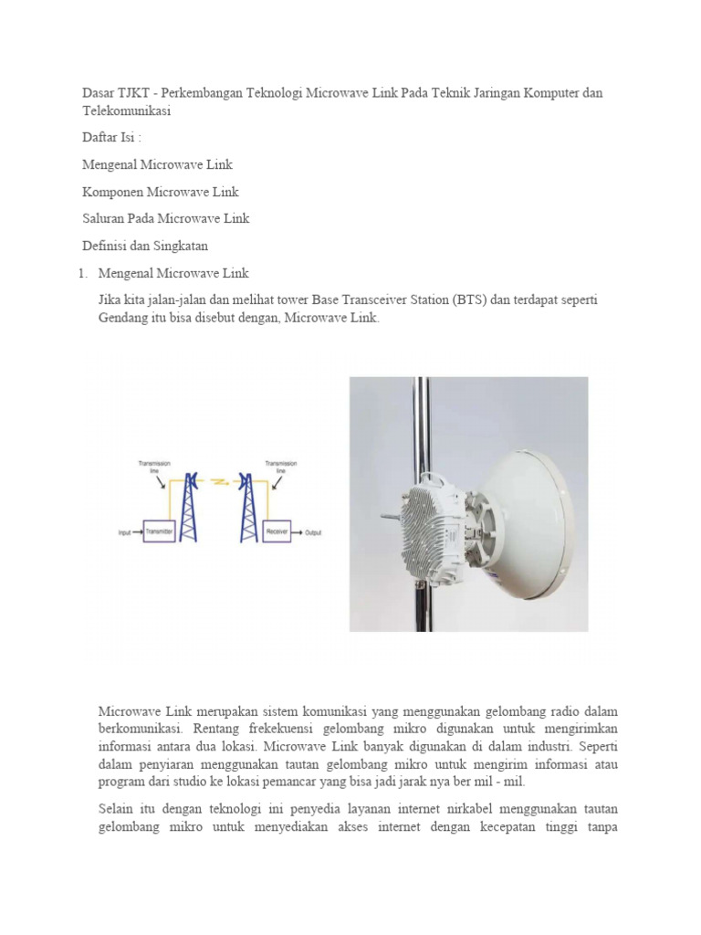 Komponen dan Fungsi Microwave Link | PDF