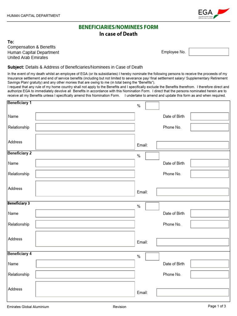 Beneficiaries Nominee Forms | PDF | Private Law