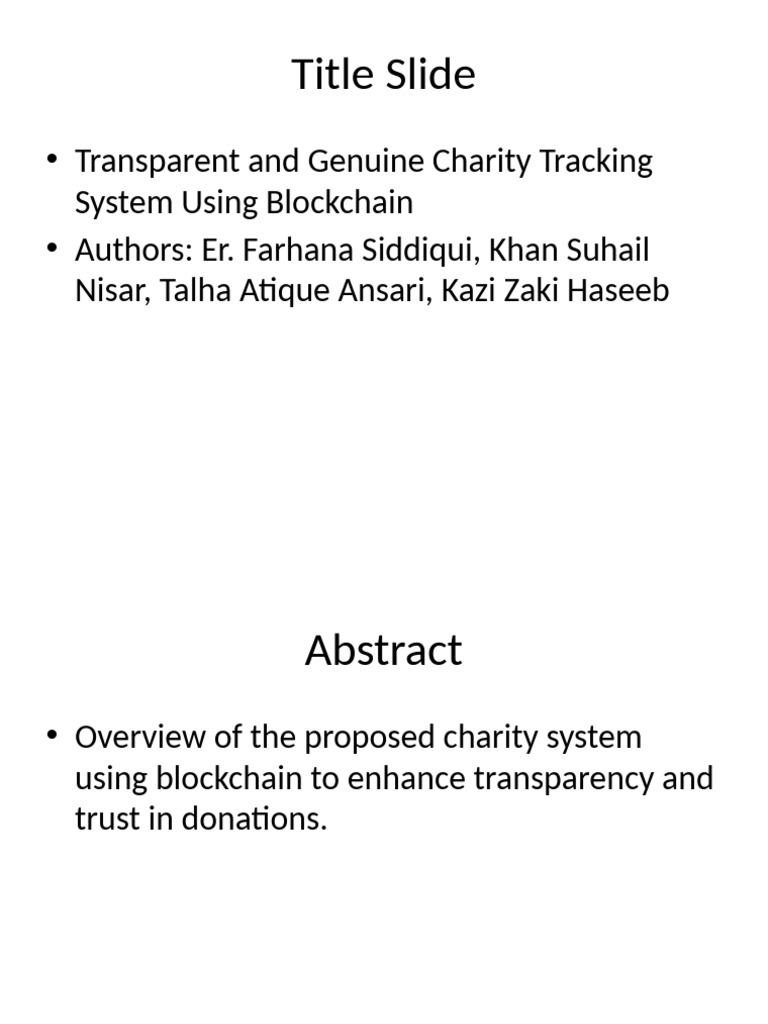 Charity Blockchain Presentation | PDF