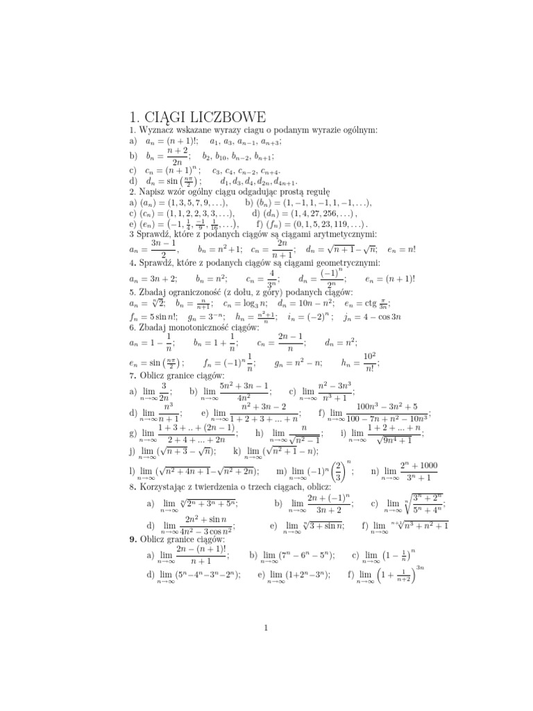 Matematyka Zadania 2 Ciagi | PDF