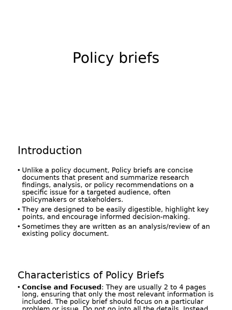 Policy Briefs | PDF | Policy | Plain Language